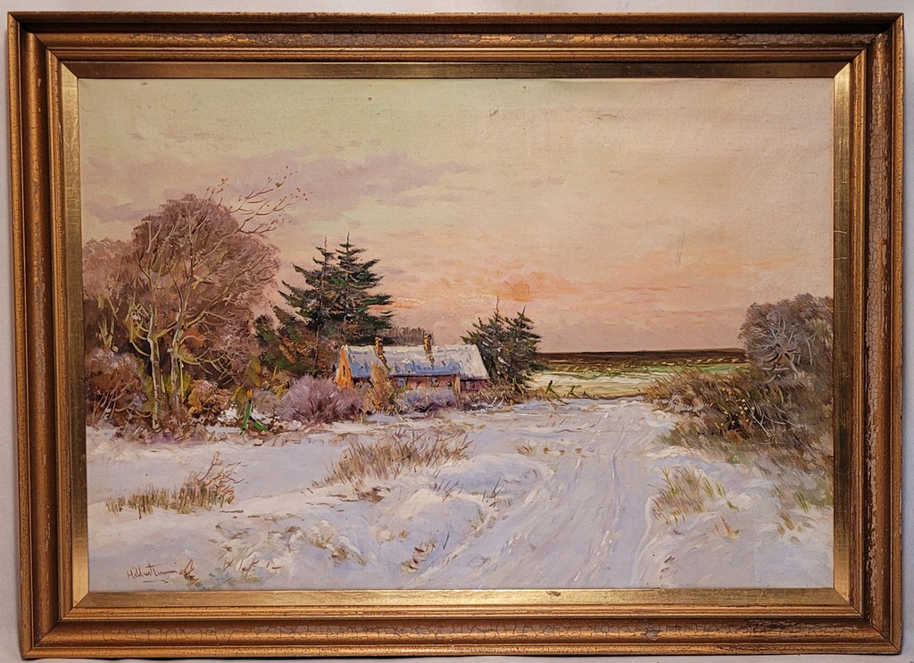 HILBERT JENSEN ( 1911 – ) - „ PEJZAŻ Z DOMKIEM”. - 12743308813 ...