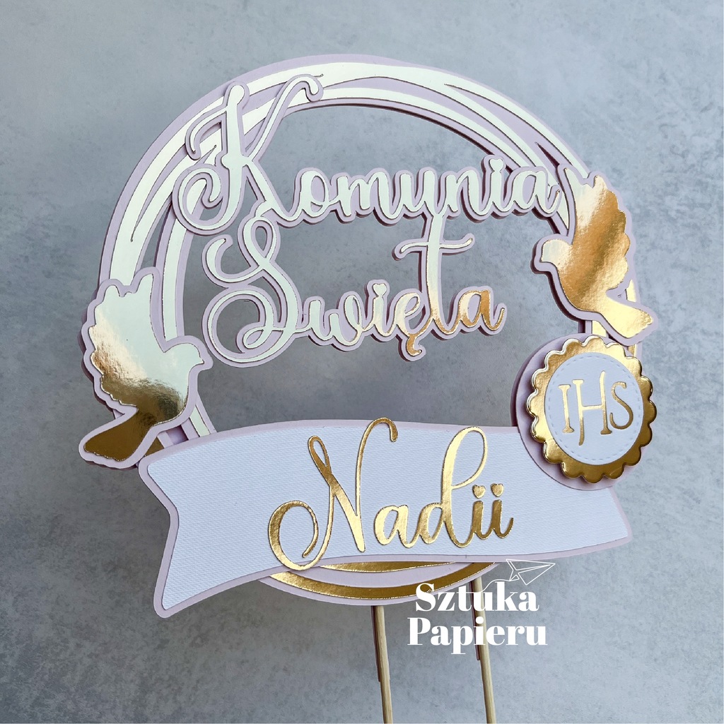 Topper na tort z okazji Komunii dla dziewczynki - 13650691783 ...