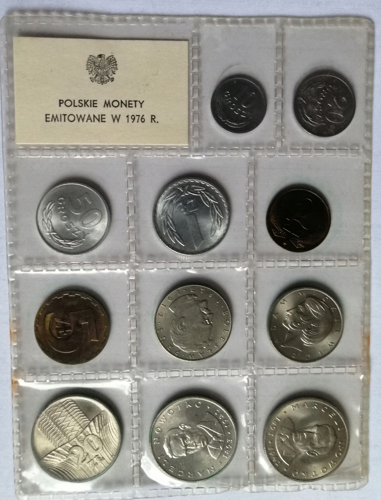 POLSKIE MONETY EMITOWANE W 1976 R. SET MENNICZYCH MONET. POLISH COINS. - 15201213021 - oficjalne ...
