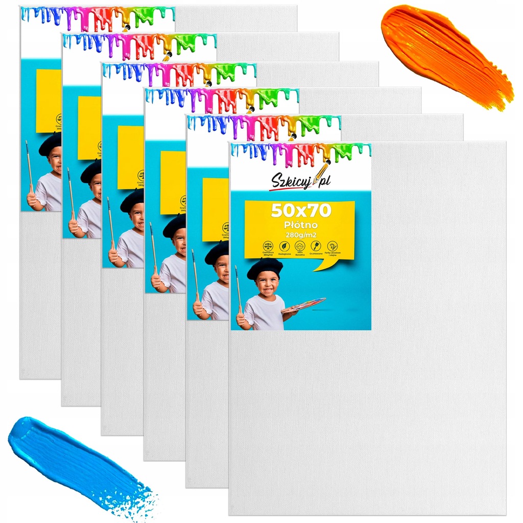 Płótno Malarskie Podobrazie Zestaw 6szt 50x70 cm - 13745911819 - oficjalne archiwum Allegro