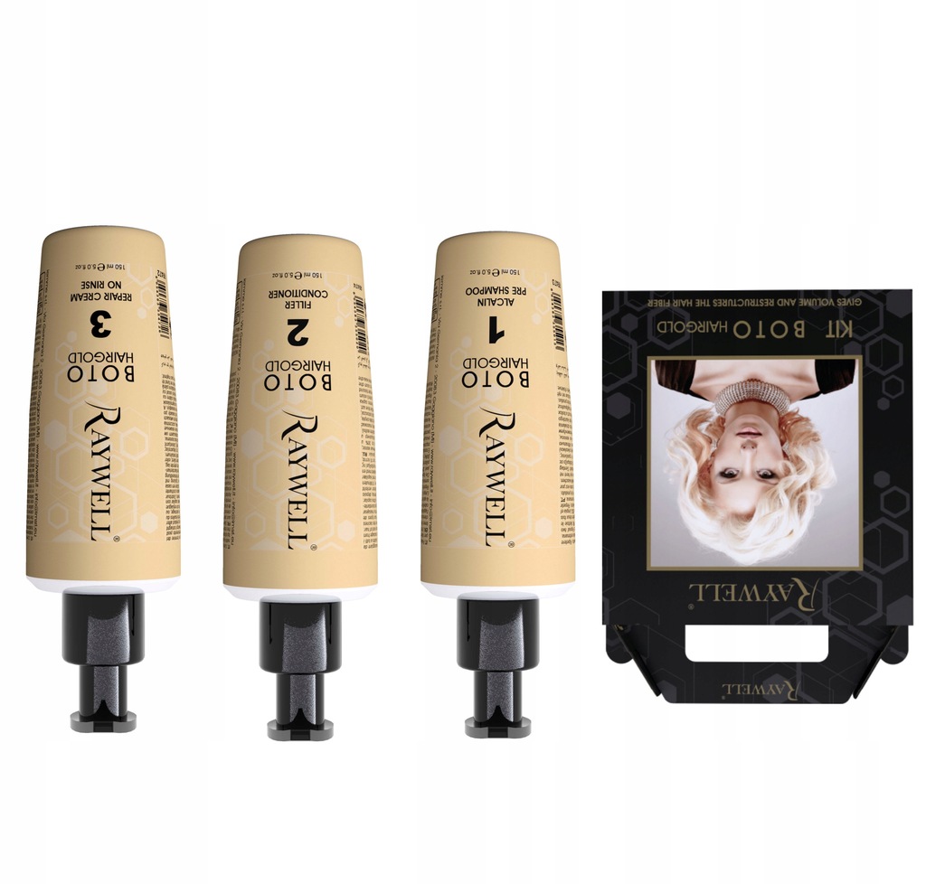 Raywell botoks Do Włosów ZESTAW REGENERACYJNY NAPRAWCZY GOLD MEGA EFEKT ...