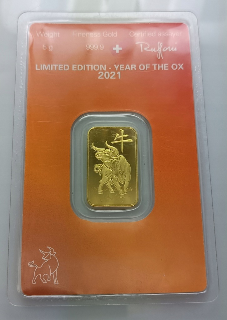 Sztabka złota Rok Bawołu, Argor-Heraeus, 5 g, 2021 - 14323290330 ...