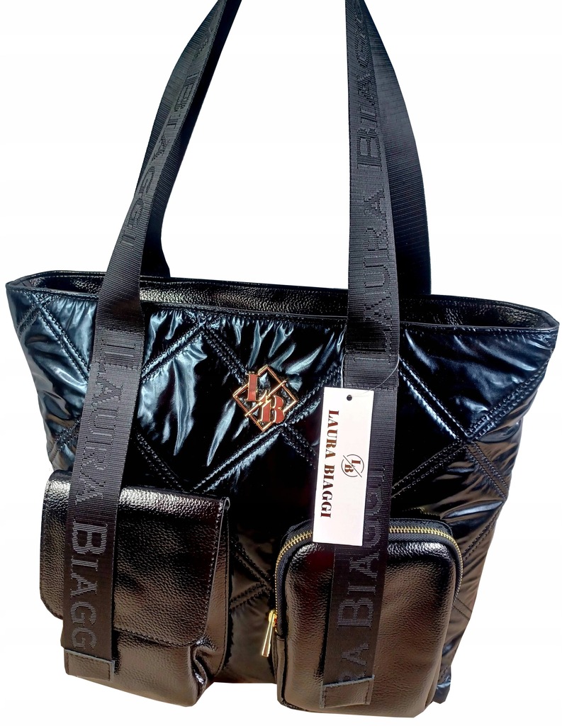 LAURA BIAGGI torebka CZARNA shopper PIKOWANY A4 - 12638562615 - oficjalne archiwum Allegro