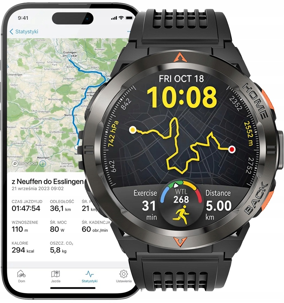 SMARTWATCH MĘSKI ZEGAREK GPS AMOLED ROZMOWY BAROMETR SATURACJA WODOODPORNY - 16808738564 ...