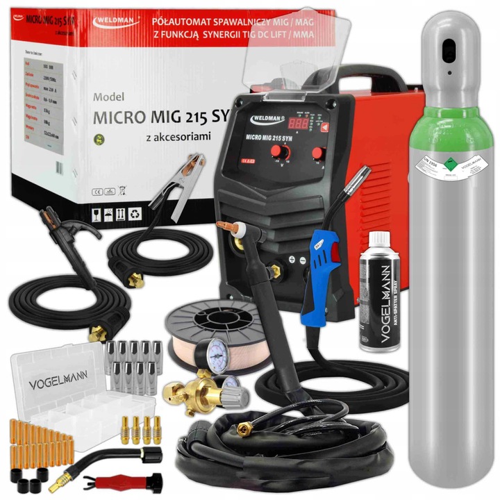 Zestaw Weldman Spawarka MICRO MIG 215 SYNERGIA TIG LIFT 40-210 A 230 V - 15627743835 - oficjalne ...