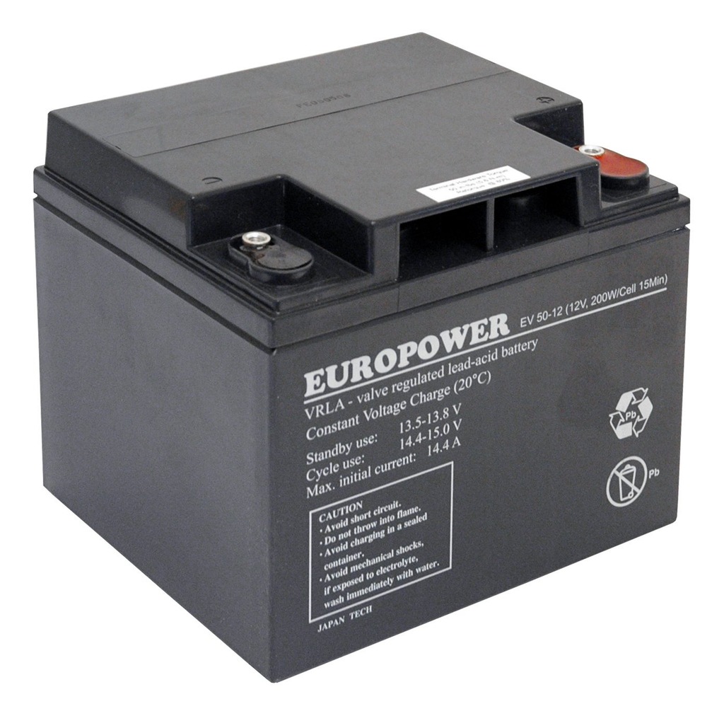 Akumulator 50Ah/12V EV50-12 EUROPOWER AGM 6-9lat - 6532017869 - oficjalne archiwum Allegro
