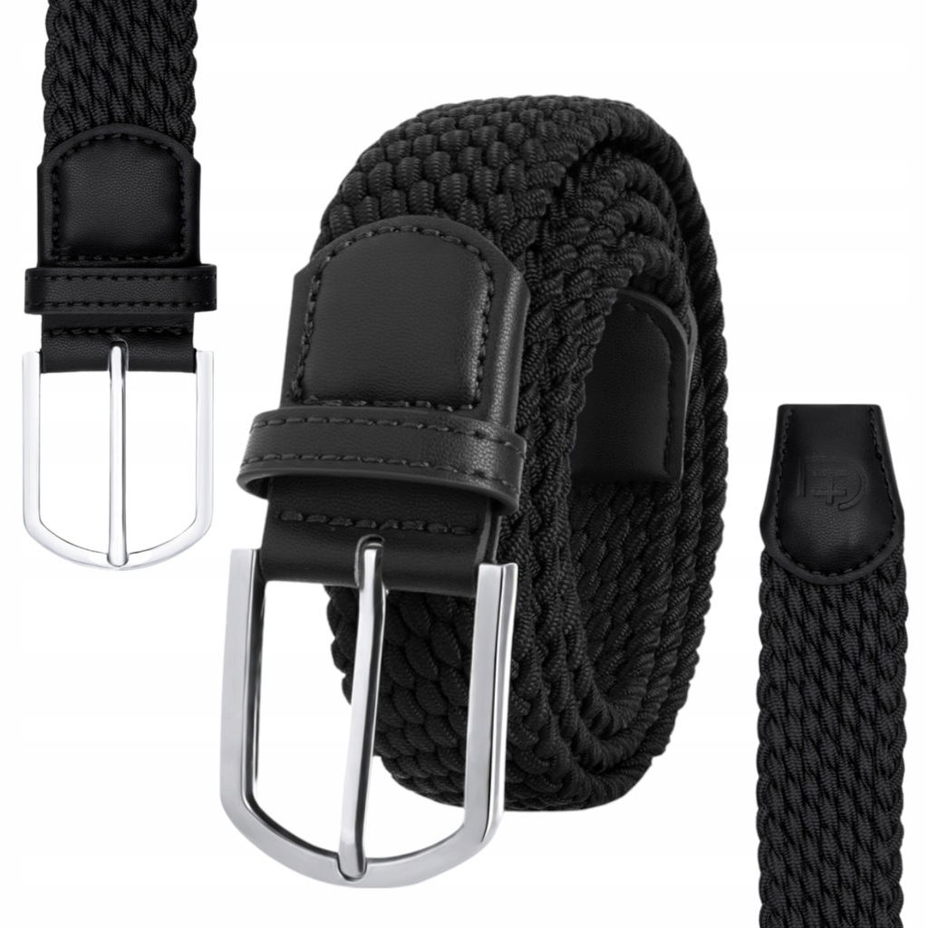 Męski pasek pleciony elastyczny czarny James Hawk - 12797229932 ...