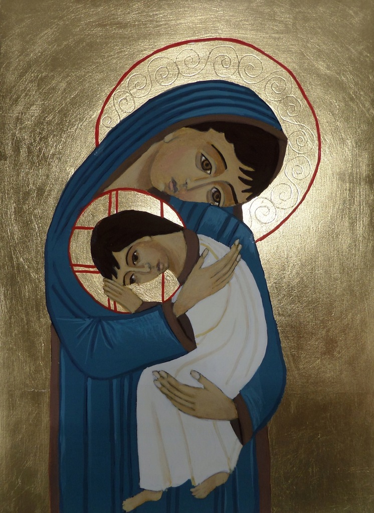 Matka Boża z Dzieciątkiem ikona oryginał na desce - 13706797302 ...