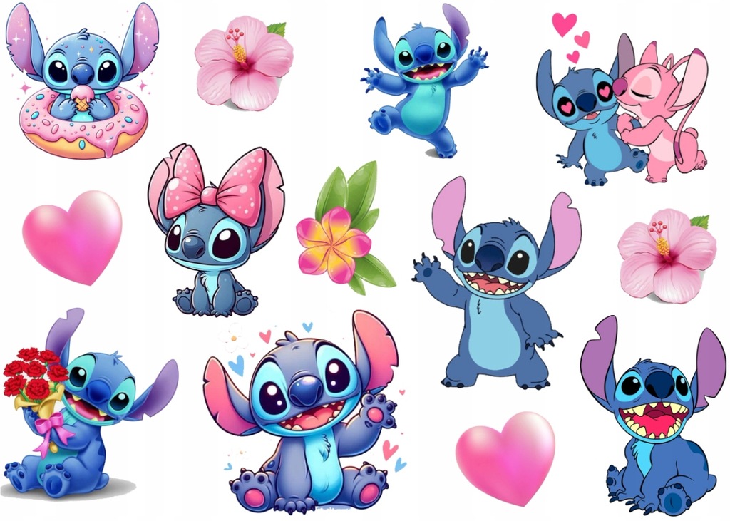 Opłatek na Tort LILO I STICH POSTACIE Dekoracja Urodziny wydruk cukrowy ...