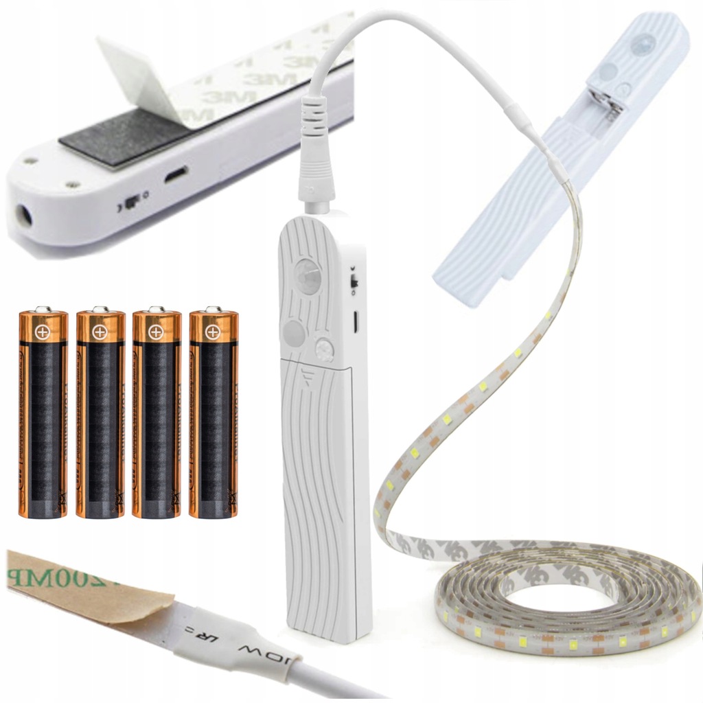 Taśma LED na baterie / USB z czujnikiem ruchu 1m - 12639765204 ...