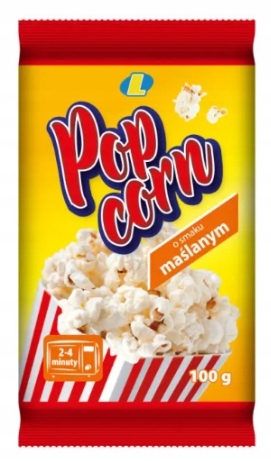 Popcorn o smaku MAŚLANYM do Mikrofalówki MIKROFALI Maślany Lewiatan 100 ...