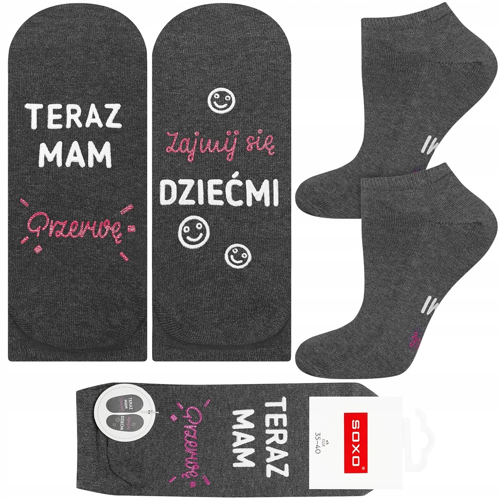 SKARPETKI STOPKI DAMSKIE SOXO Z NAPISAMI - 8029043675 - oficjalne archiwum Allegro