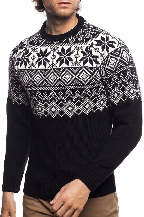 SWETER NORWESKI MĘSKI CIEPŁY GRUBY CZARNY - XXL - 12831011531 ...
