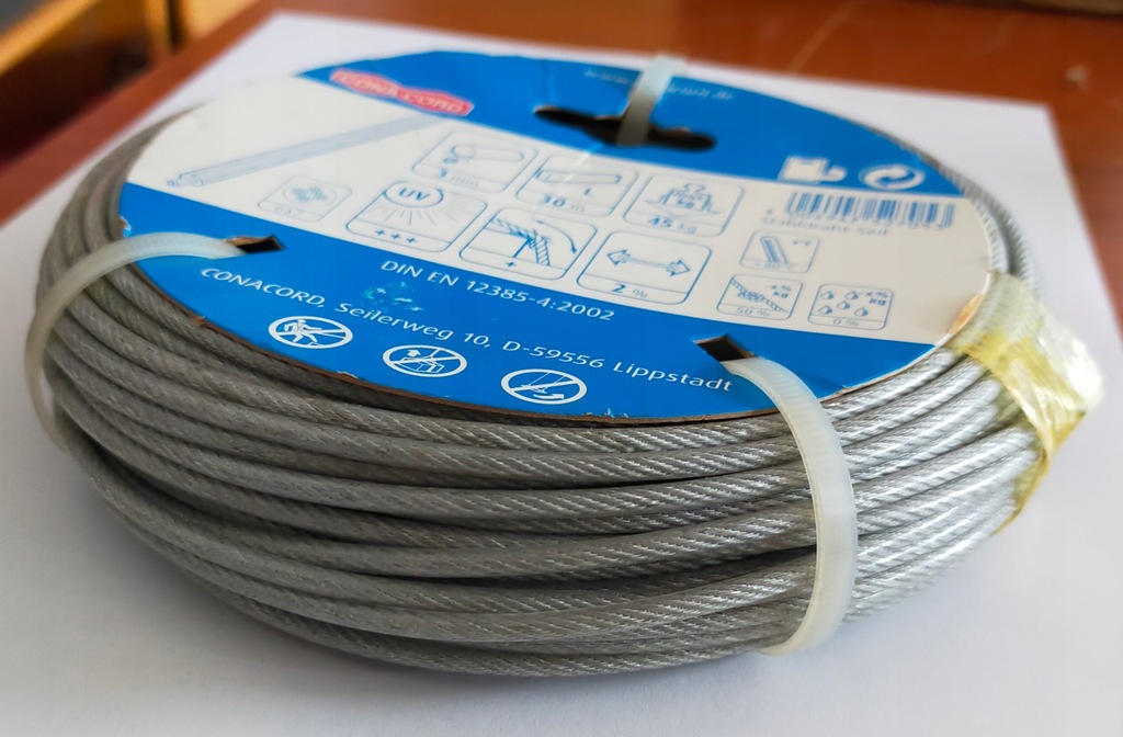 Lina linka stalowa sznurek pranie balkon 13,8m PCV - 12301408294 - oficjalne archiwum Allegro