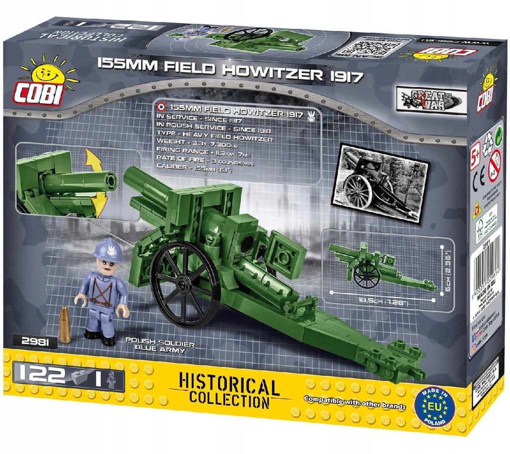 Klocki Cobi Haubica polowa Howitzer 155mm 1917 - 11561876867 ...