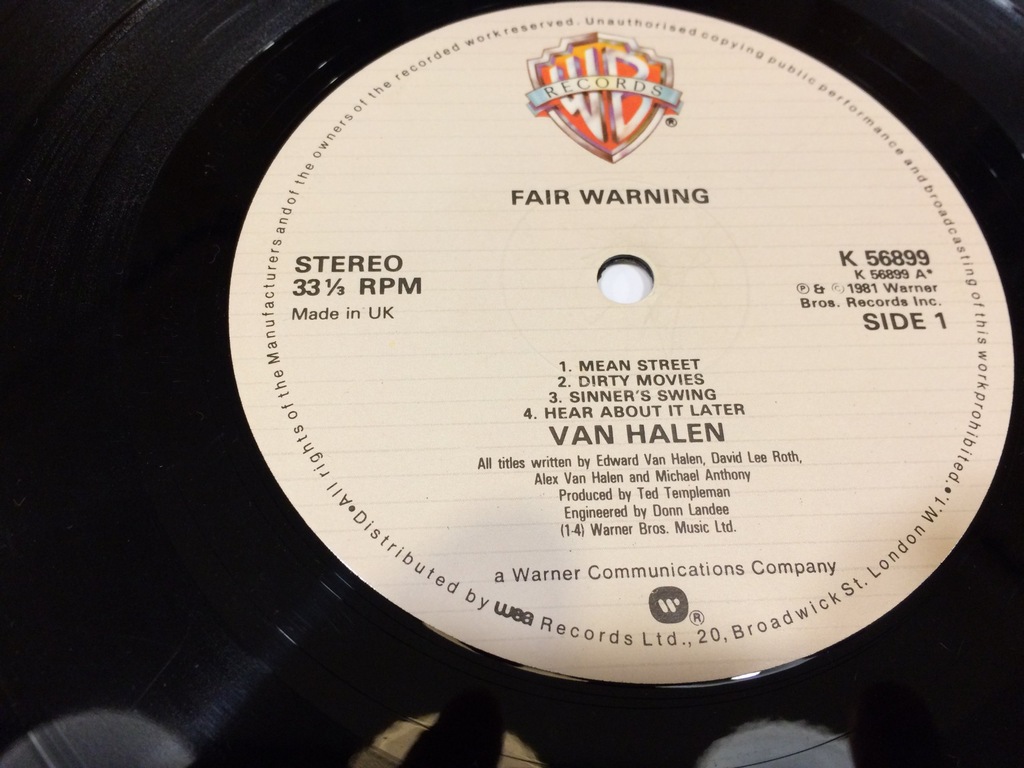 Van Halen – Fair Warning UK.81r. LP EX- 1269 - 7295027693 - oficjalne ...