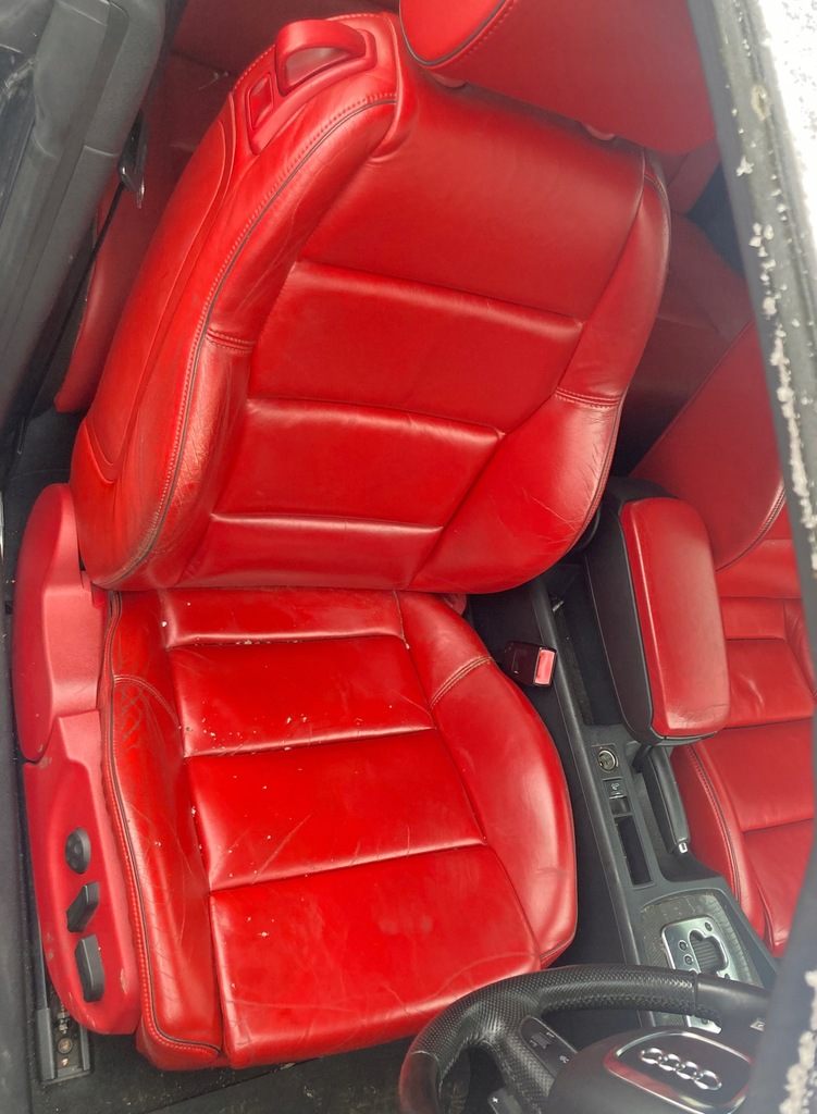 FOTELE KANAPA SKÓRA Red AUDI S4 A4 B6 B7 CABRIO - 12907594458 ...