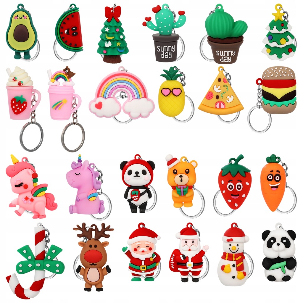 MINI CHRISTMAS TREE ADVENT CALENDAR KEYCHAIN COUNTDOWN RINGS GIFT 24PCS ...
