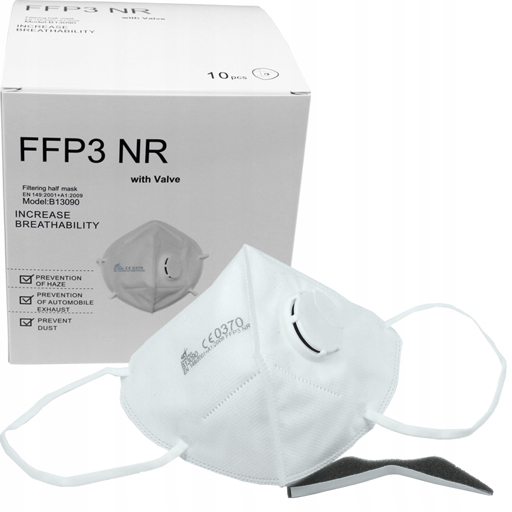 MASKA Z ZAWORKIEM BIAŁA FFP3 OCHRONNA - 12508934579 - oficjalne archiwum Allegro