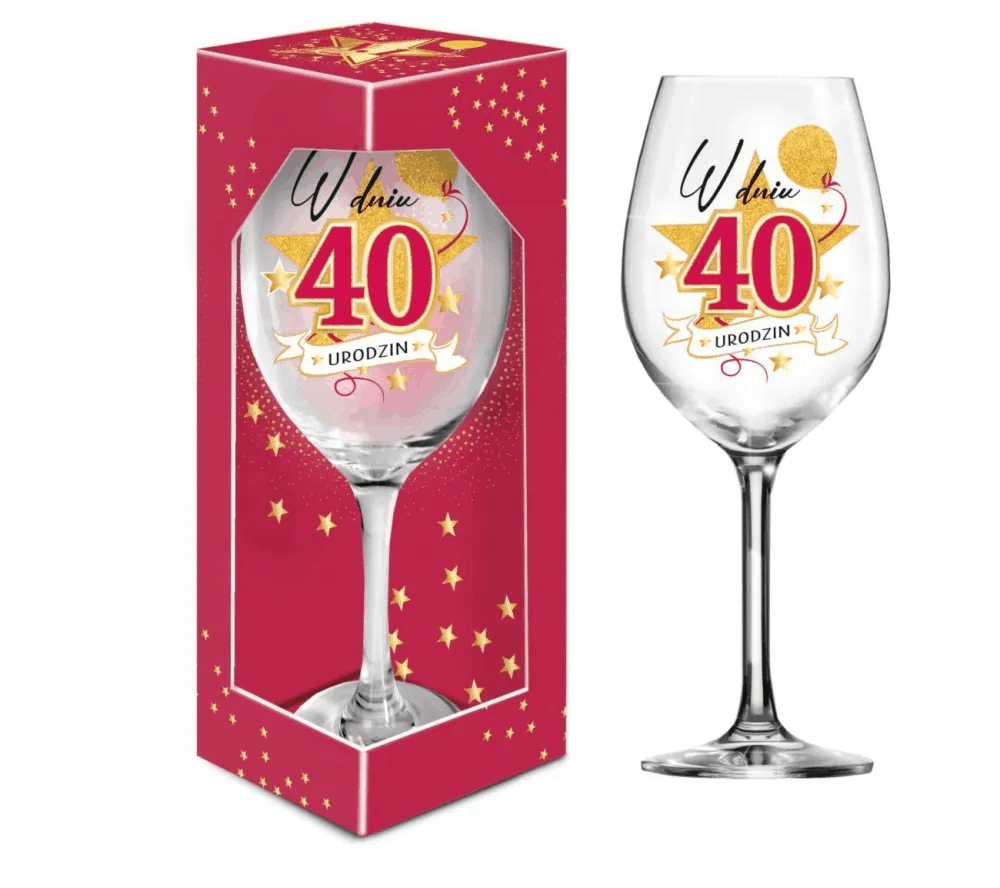 KIELISZEK DO WINA 40 URODZINY DLA KOBIETY PREZENT DUŻY XXL - 14810348202 - oficjalne archiwum ...