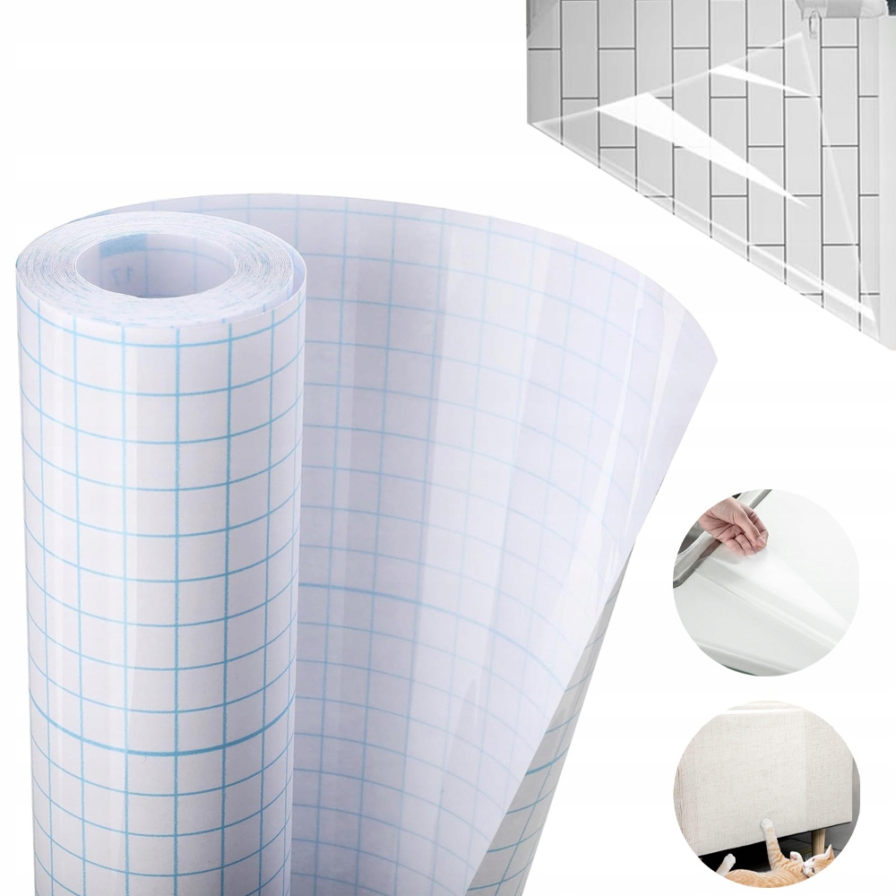 FOLIA OCHRONNA 40X500CM SAMOPRZYLEPNA NA ŚCIANĘ MEBLE BEZBARWNA NAKLEJA - 17290400605 ...