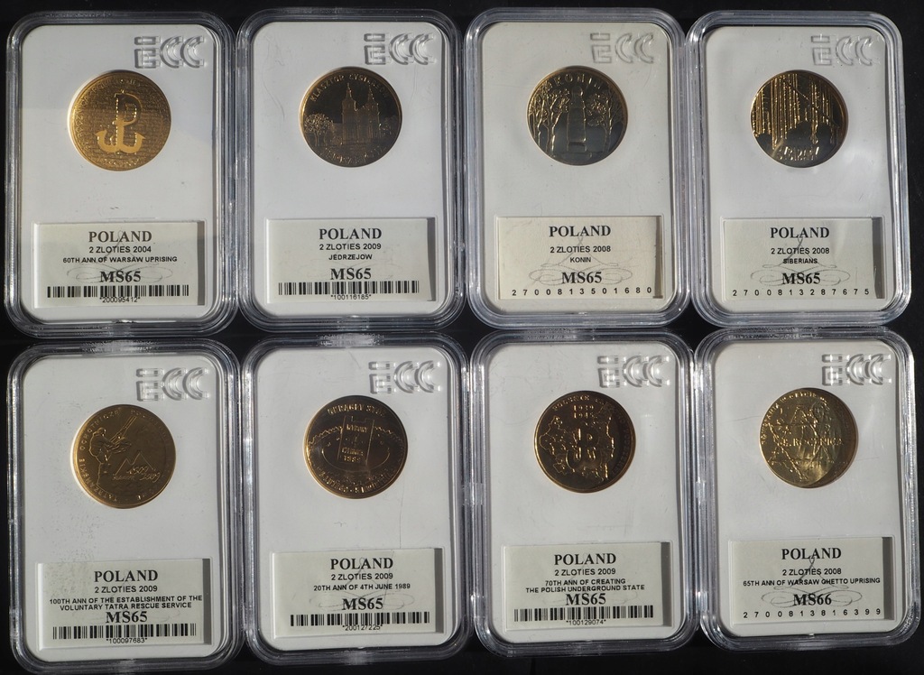 2 ZŁOTE ZESTAW 8 MONET GRADING MS65/66 #9 - 13417272043 - oficjalne ...