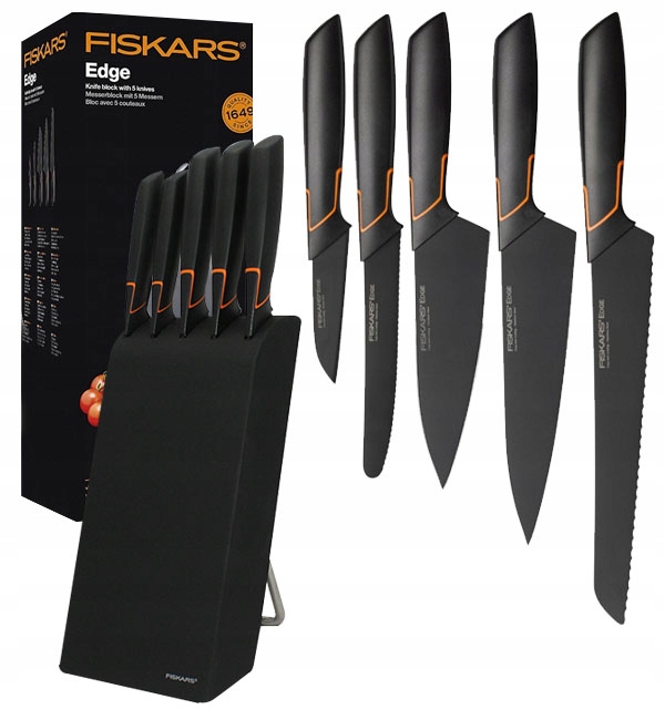 FISKARS EDGE KOMPLET 5 NOŻY W BLOKU CZARNYM - 16334962913 - oficjalne ...