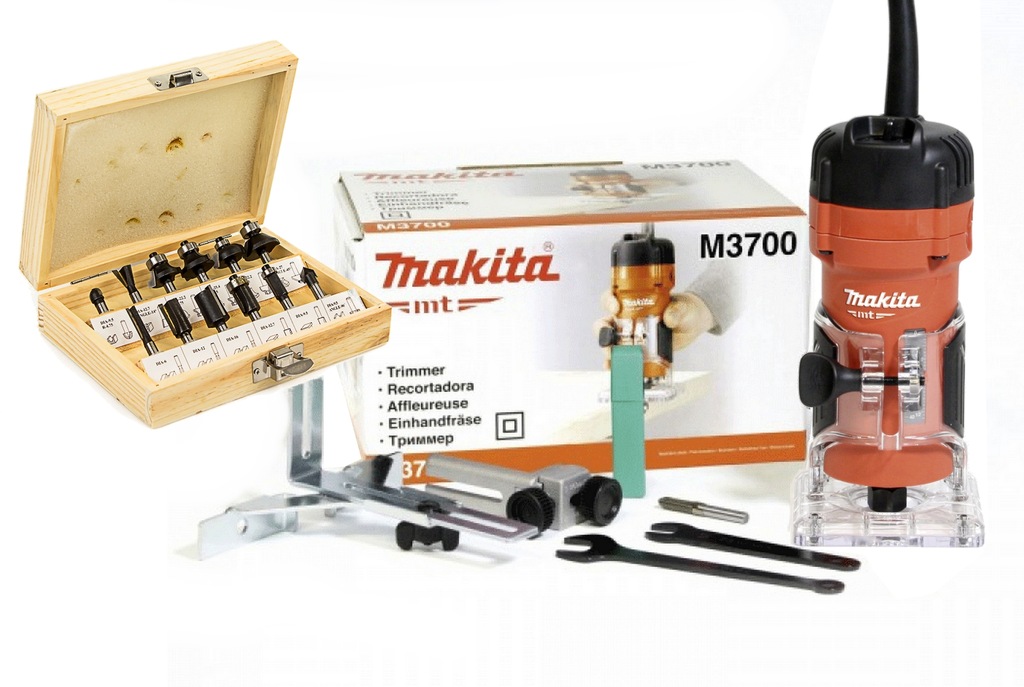 MAKITA M3700 FREZARKA KRAWĘDZIOWA 6MM +FREZY 12 EL - 11298249601 ...