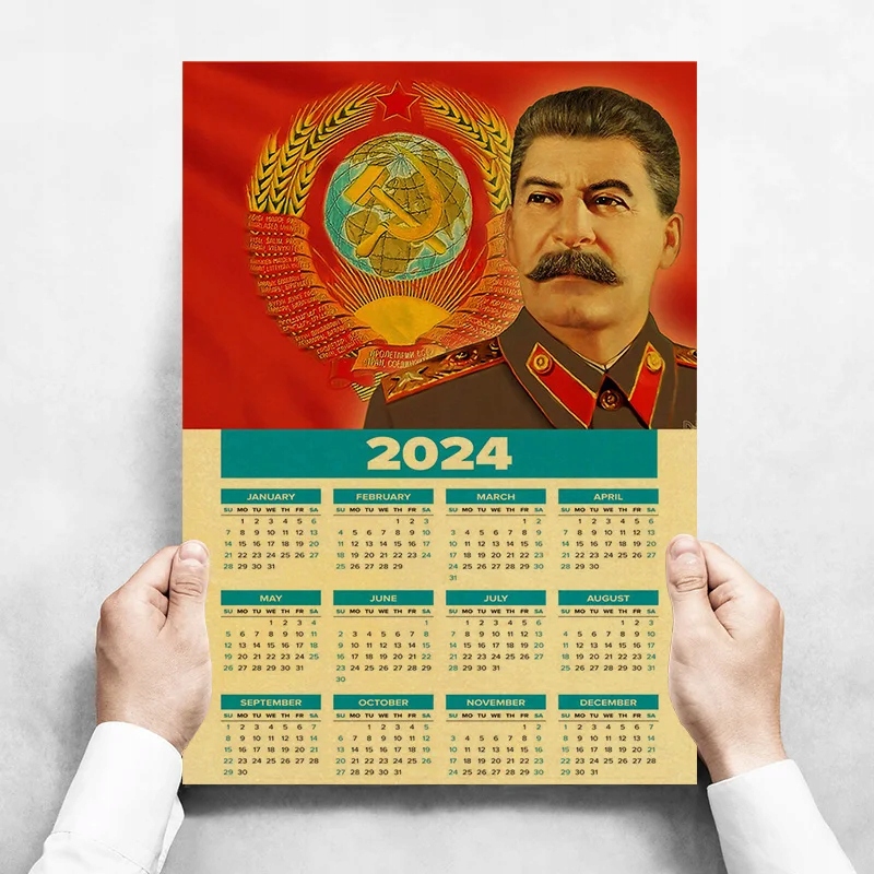 Celebrity Stalin Marx Lenin 2024 Calendar Poster Soviet USSR CCCP Retro ...