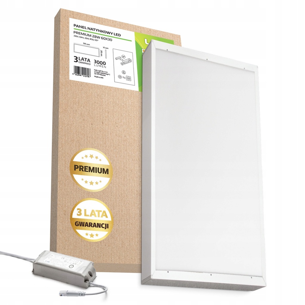 Panel LED 28W Neutralny Sufitowy 30x60 Natynkowa - 14180773833 ...