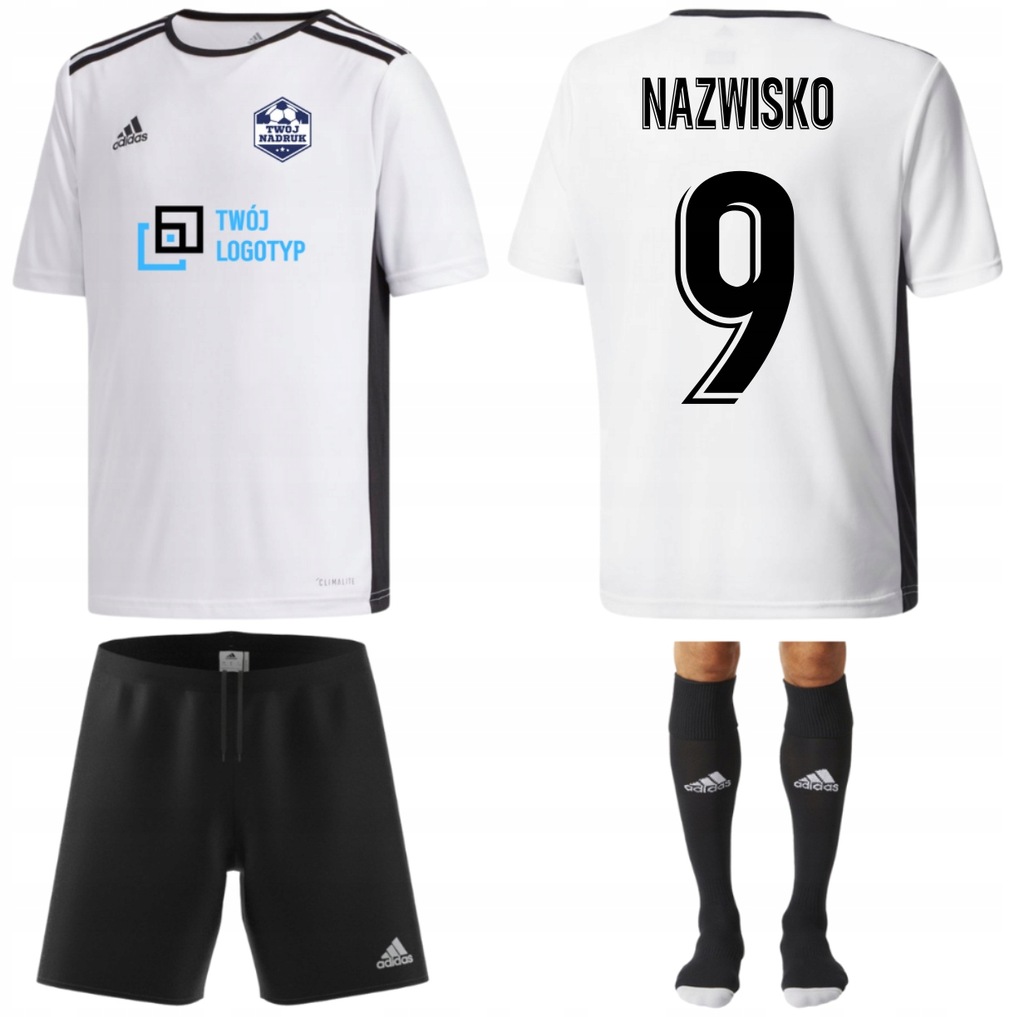 Adidas komplet piłkarski z NADRUKIEM 152 herb logo - 11403427441 ...