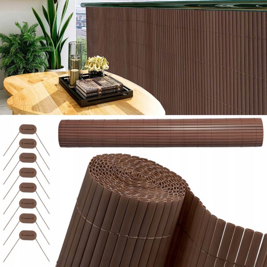 OSŁONA MATA NA TARAS 100 x 500 cm MATA OSŁONOWA PVC BRĄZOWA MATA NA ...