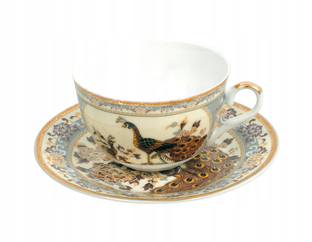 Filiżanka do kawy herbaty paw brązowy porcel 40055 - 12786401431 - oficjalne archiwum Allegro