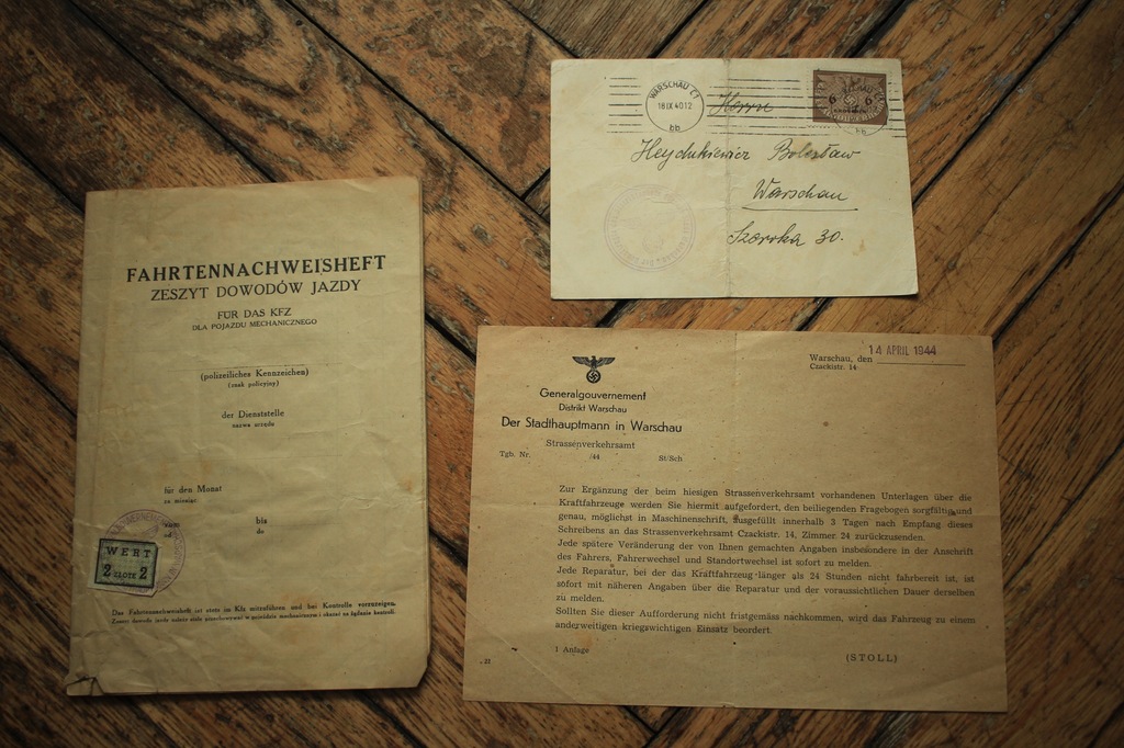 DOKUMENTY POJAZDU PISMA WARSZAWA - 13210245927 - oficjalne archiwum Allegro