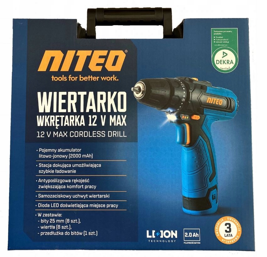 Wiertarko wkrętarka akumulatorowa Niteo Tools 12 V - 11481117188 - oficjalne archiwum Allegro