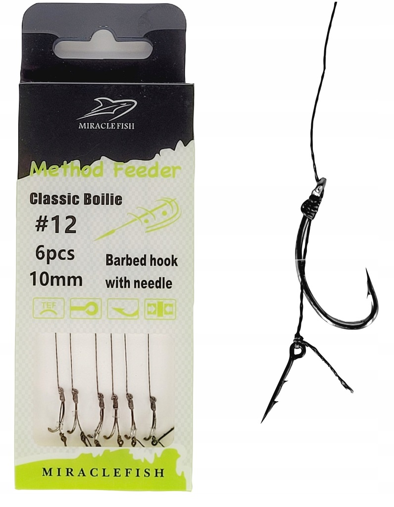 Haki teflonowe nr12 Method Feeder z Igłą przypony - 11764797216 - oficjalne archiwum Allegro