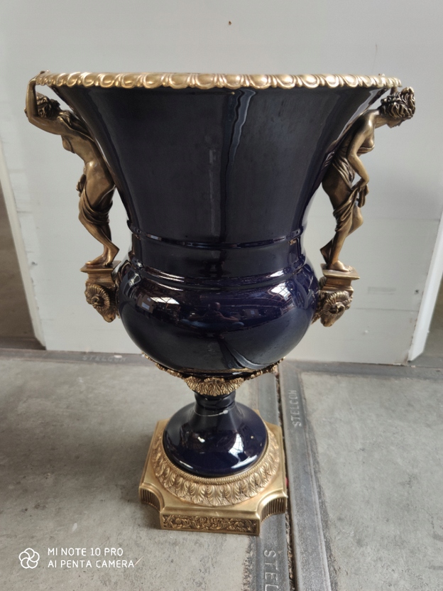 KOBALTOWA OGROMNA WAZA - OKUTA BRĄZEM KOBALT 60CM - 9561643293 ...