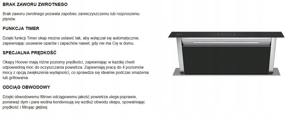 Okap wysuwany z blatu Hoover HDD9800/1B - 12540657667 - oficjalne archiwum Allegro
