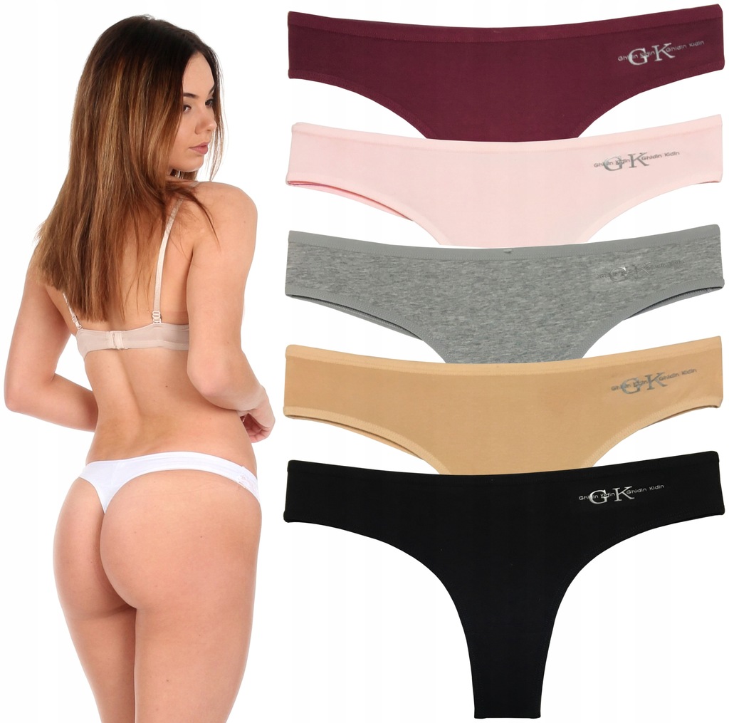 Majtki STRINGI figi damskie bawełniane 5 sztuk - 11854280968 - oficjalne archiwum Allegro