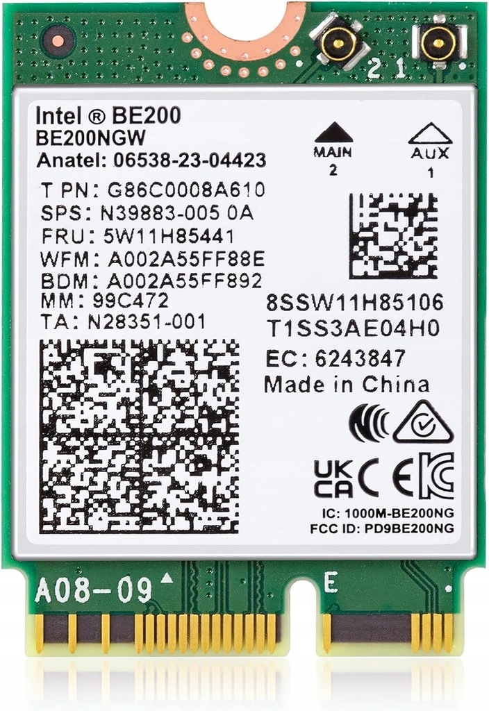 Intel BE200 WiFi 7 Card 802.11be 320MHz with Bluetooth 5.4 M.2 NGFF ...