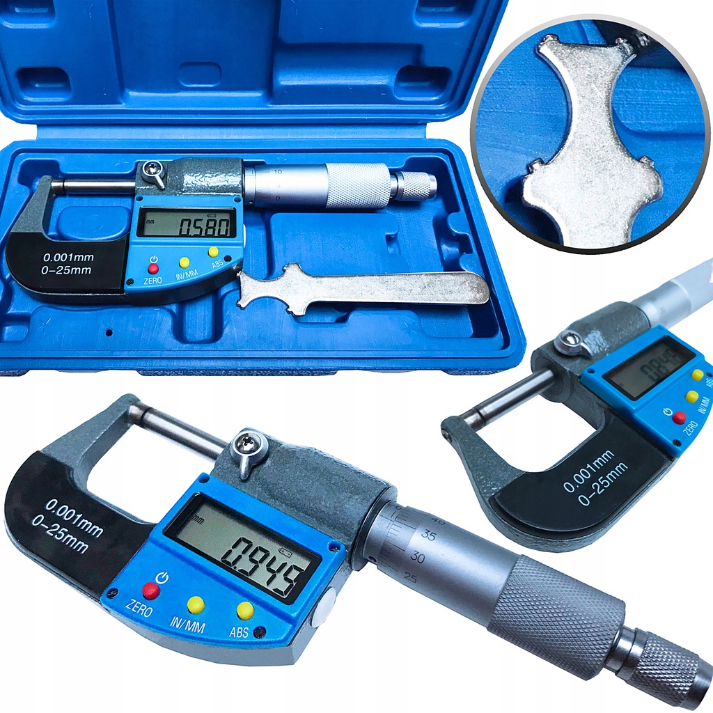 MIKROMETR CYFROWY 0 25 ZEWN TRZNY LCD NONIUSZOWY 10735928904