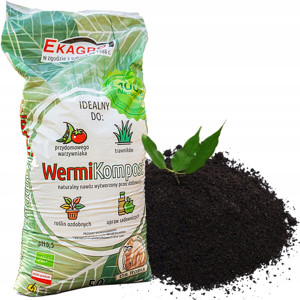 NAWÓZ Prawdziwy HUMUS z DŻDŻOWNIC Ziemia Ogrodowa Biohumus Humus 50L ...