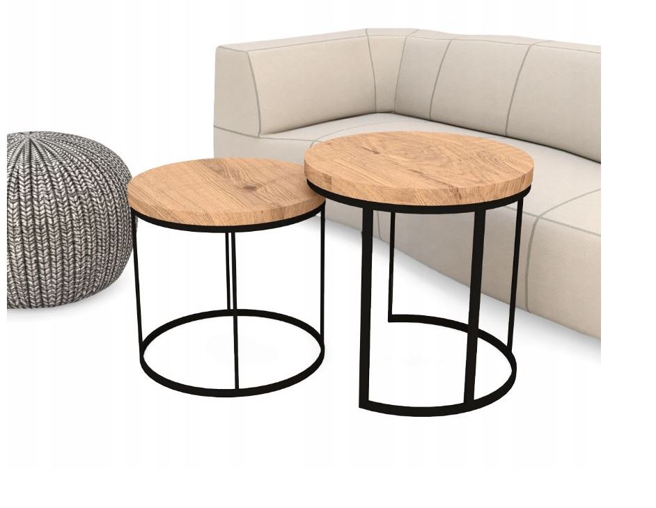 Stolik kawowy blat okrągły Metaland stoliki kawowe Dąb Artisan ...