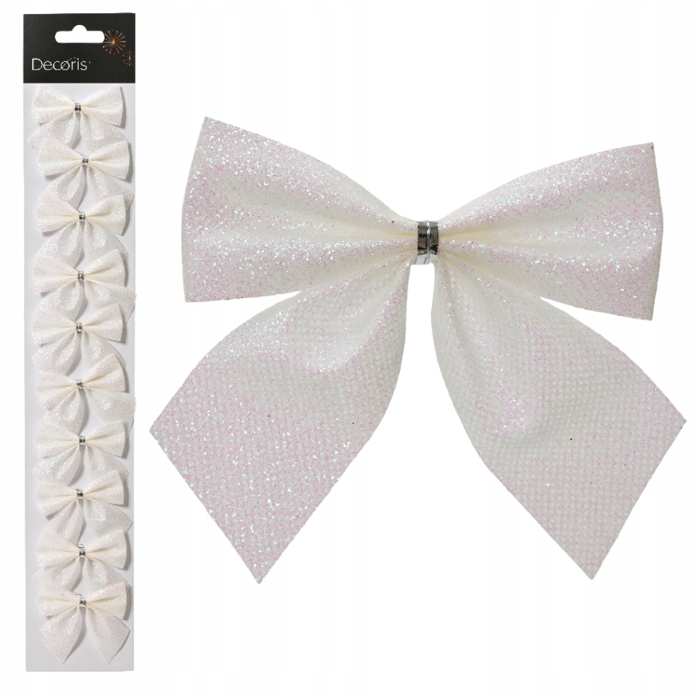 Kokardy Kokardki ozdobne BIAŁE brokatowe na choinkę prezent DIY 6cm 8szt - 16759785849 ...