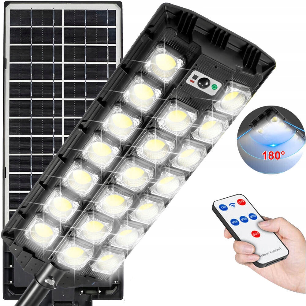 DUŻA MOCNA LAMPA SOLARNA 520 LED ULICZNA OGRODOWA PILOT halogen CZUJNIK - 15749808152 ...
