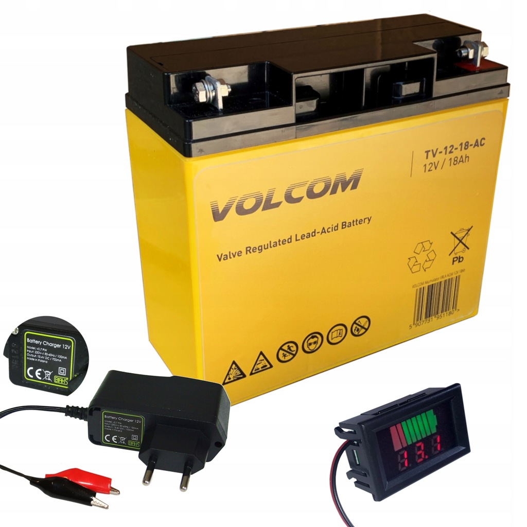 Zestaw MEDIUM A Akumulator AGM 12V 18Ah Ładowarka - 12327943731 - oficjalne archiwum Allegro