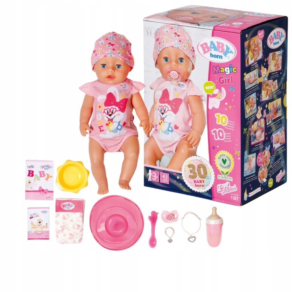 a953 BABY BORN Lalka Magiczna dziewczynka 43 cm - 12412630308 ...