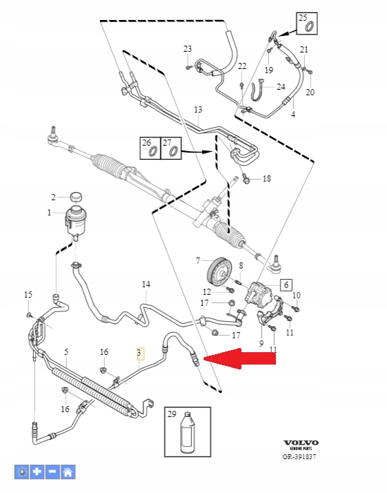 Przewód zwr układu kierowniczego Volvo OE 31202355 - 12127974717 ...