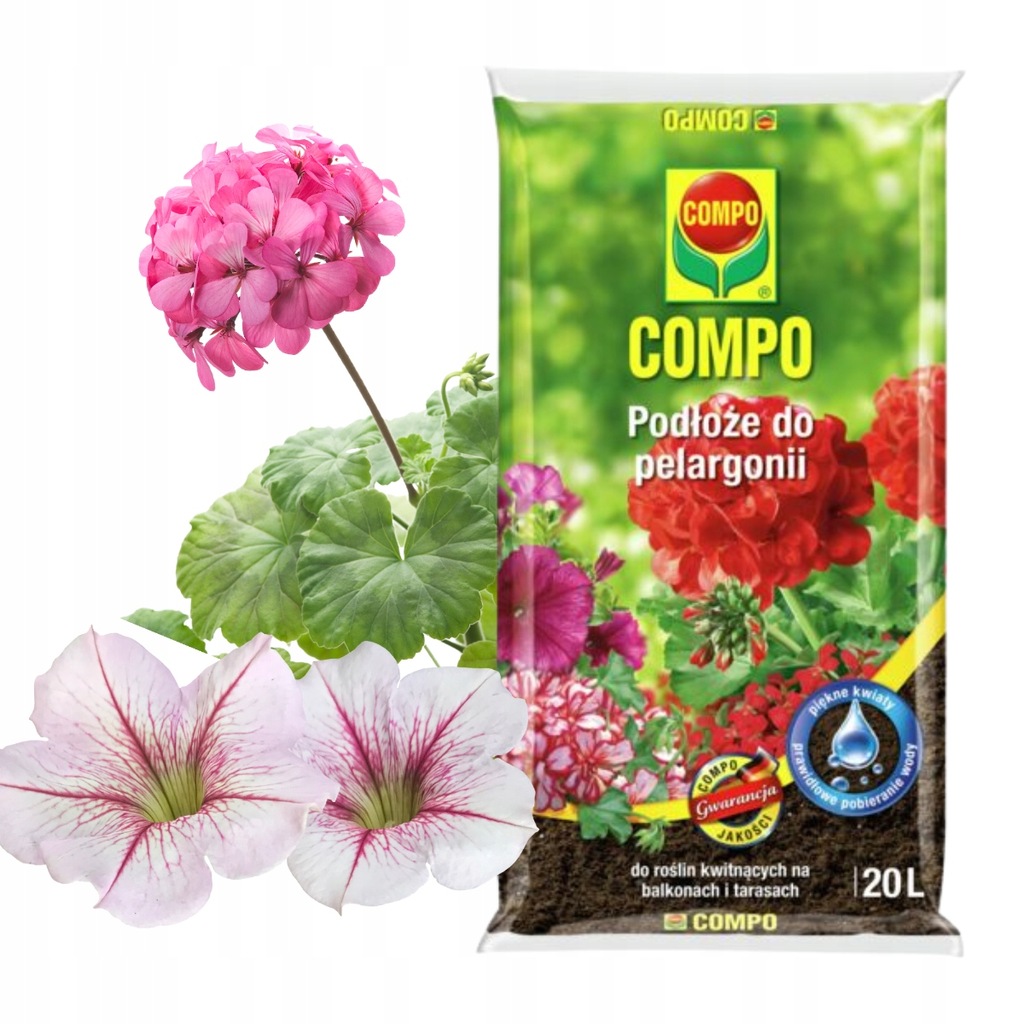 PODŁOŻE ZIEMIA DO PELARGONII SURFINII I INNYCH ROŚLIN BALKONOWYCH 20L COMPO - 15333942821 ...