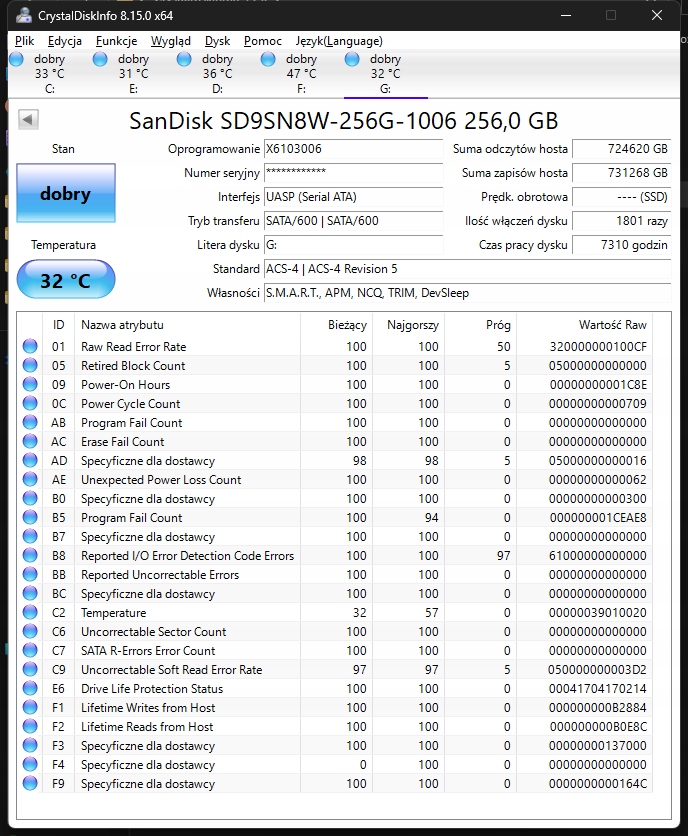 Dysk SSD SanDisk 256 GB M.2 2280 SATA III SD9SN8W-256G-1006 100% ...